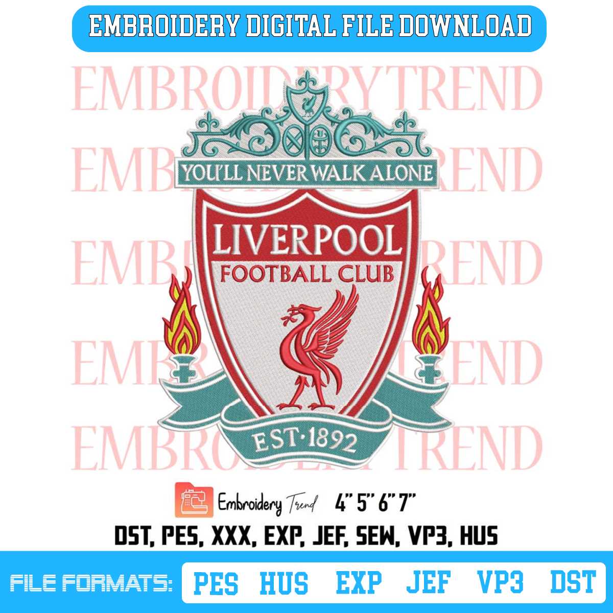 Liverpool Football Club Logo Embroidery, Football Embroidery | Inspire ...