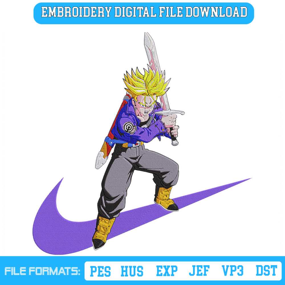 Trunks Super Saiyan x Nike Embroidery Designs File, Nike Dra | Inspire ...