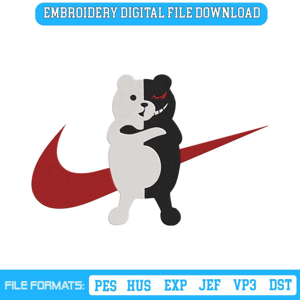 Nike x Monokuma Embroidery Designs File, Nike Danganronpa | Inspire Uplift