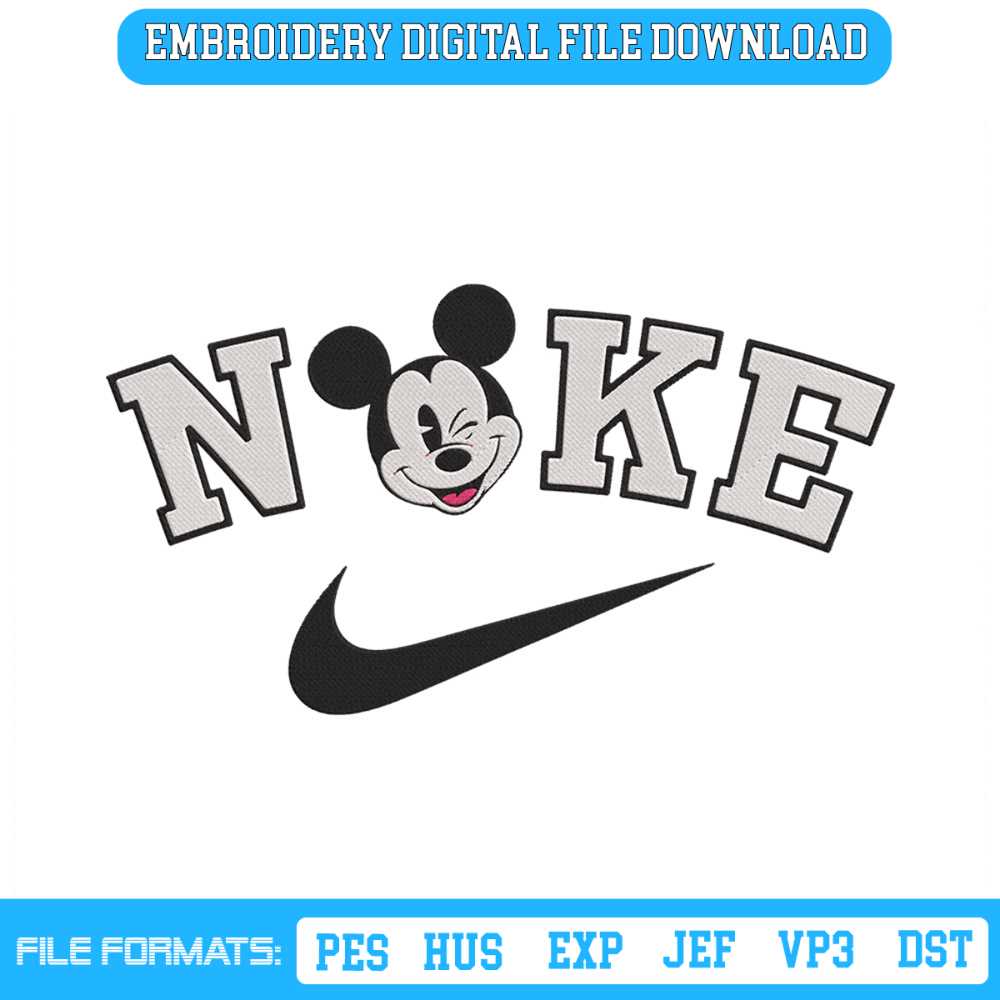 Nike x Mickey Mouse Embroidery Designs File, Nike Machine | Inspire Uplift