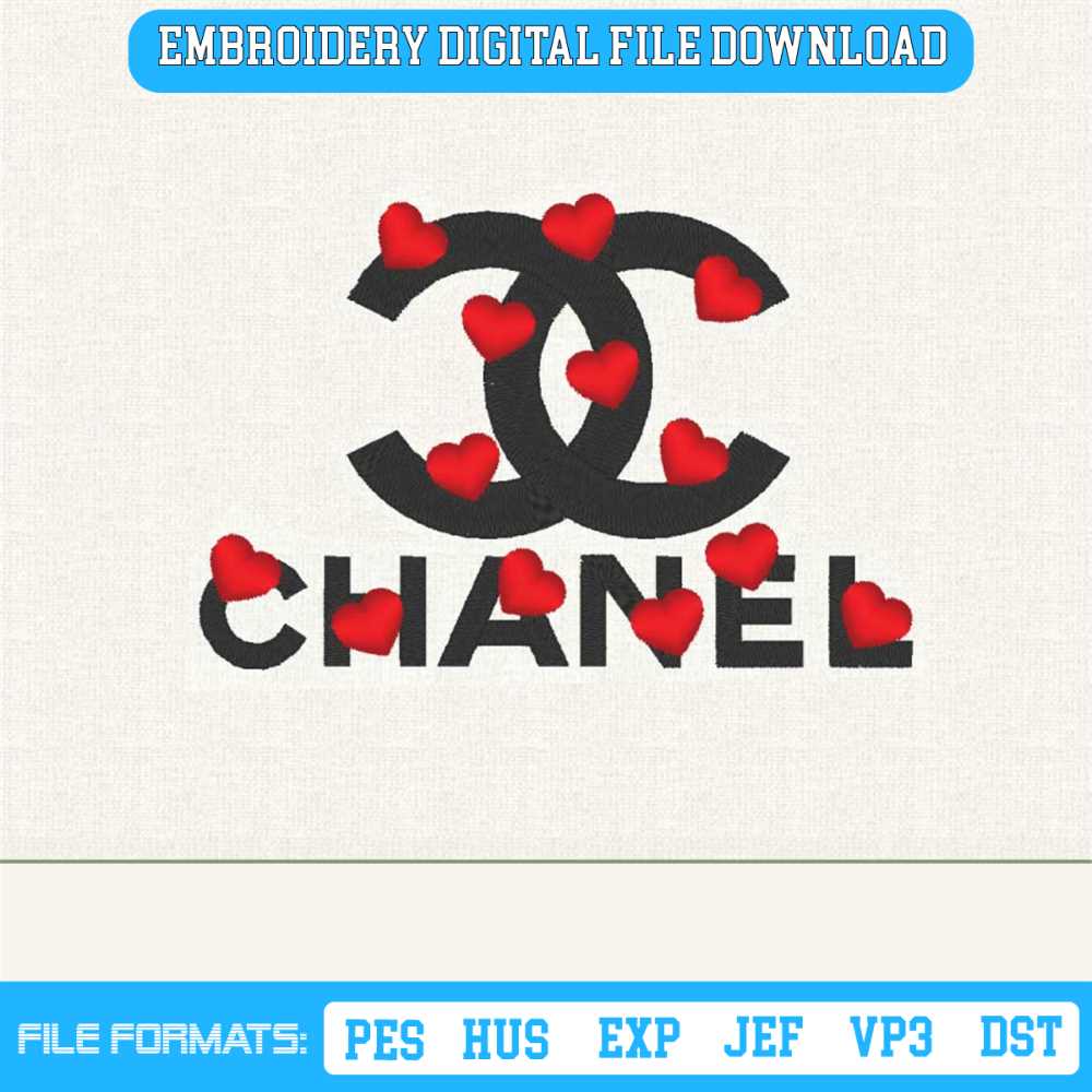 Chanel logo Valentines hearts machine embroidery design new | Inspire ...