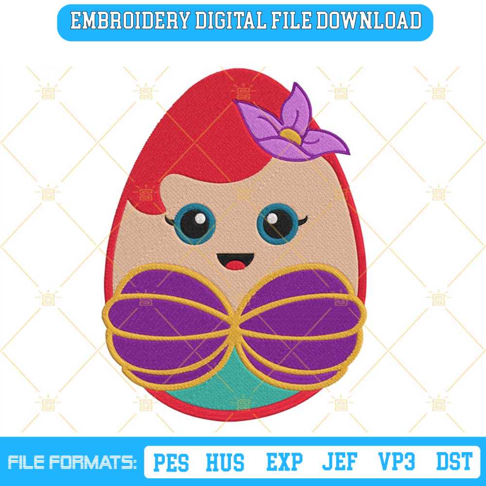 Ariel Easter Egg Embroidery Design, Disney Princess Easter E - Inspire ...