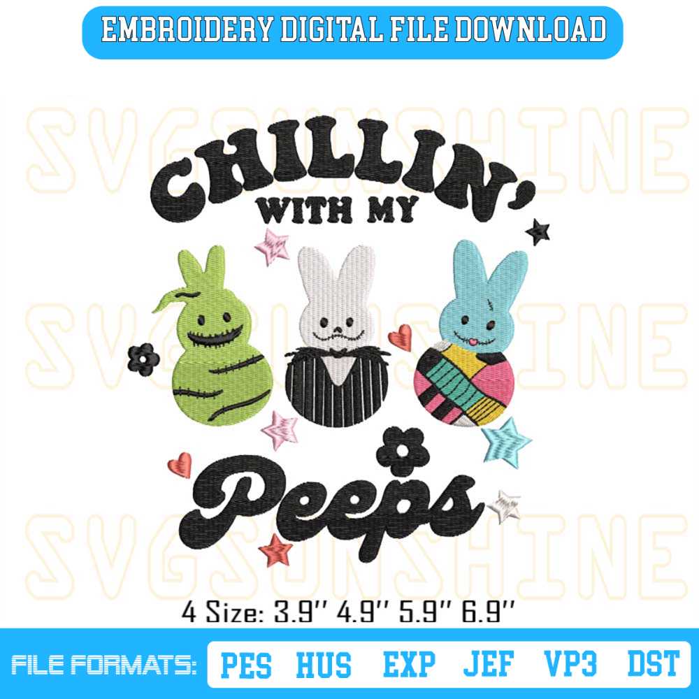 Horror Chillin With My Peeps Embroidery Designs, Easter Nigh | Inspire ...