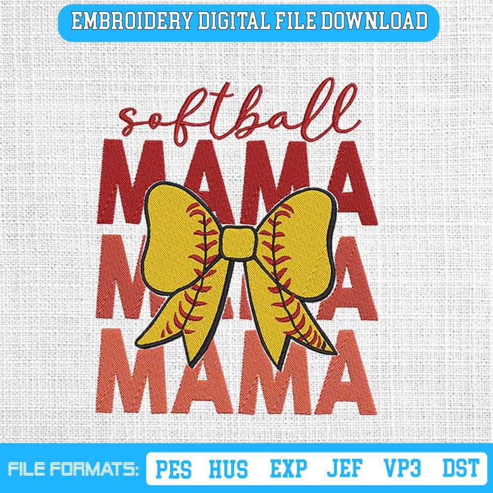 Softball mama embroidery designs, Mama with bow embroidery p | Inspire ...