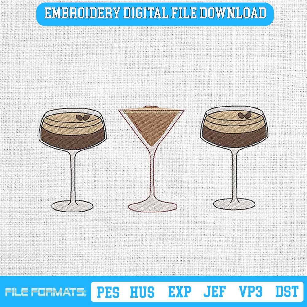 espresso martini embroidery designs, soft drink embroidery p | Inspire ...