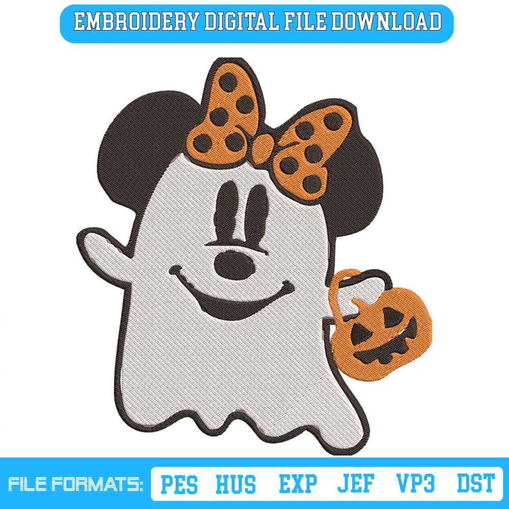 Minnie Ghost Embroidery Designs File, Disney Mickey Machine | Inspire ...