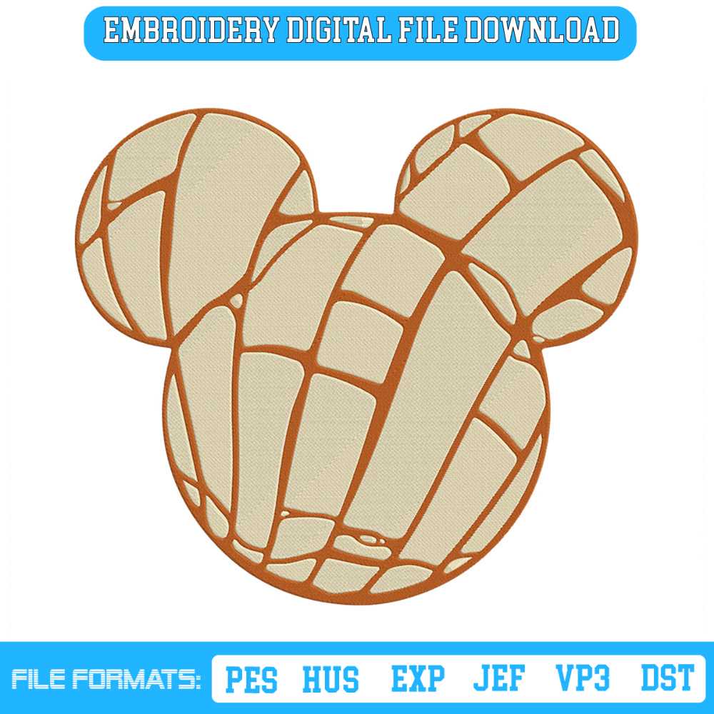 Mickey Mouse Pan Dulce Concha Embroidery Designs File | Inspire Uplift