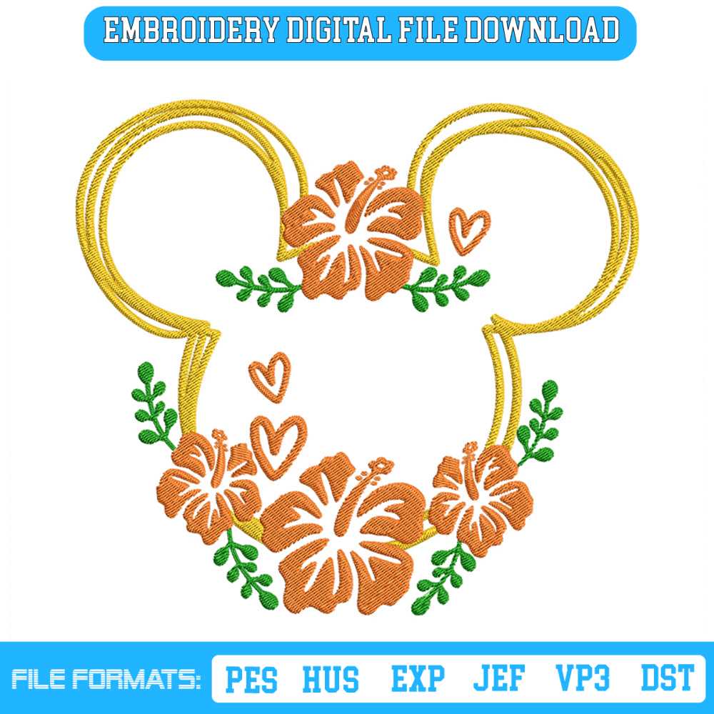Mickey Color Flower Embroidery Designs File, Disney Mickey | Inspire Uplift