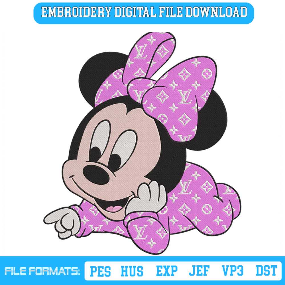 Baby Minnie Mouse Pink Louis Vuitton Embroidery Designs File | Inspire ...
