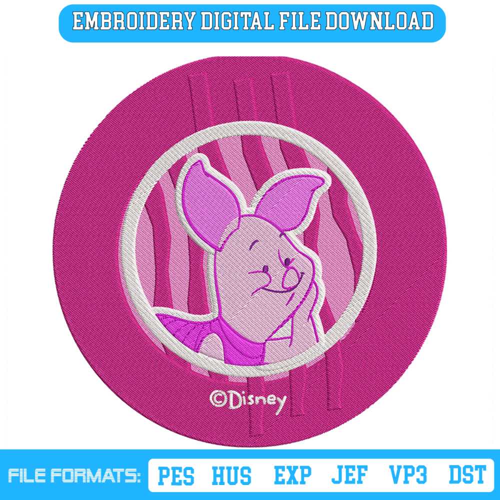 Circle Logo Disney Piglet Embroidery Designs File, Winnie Th | Inspire ...