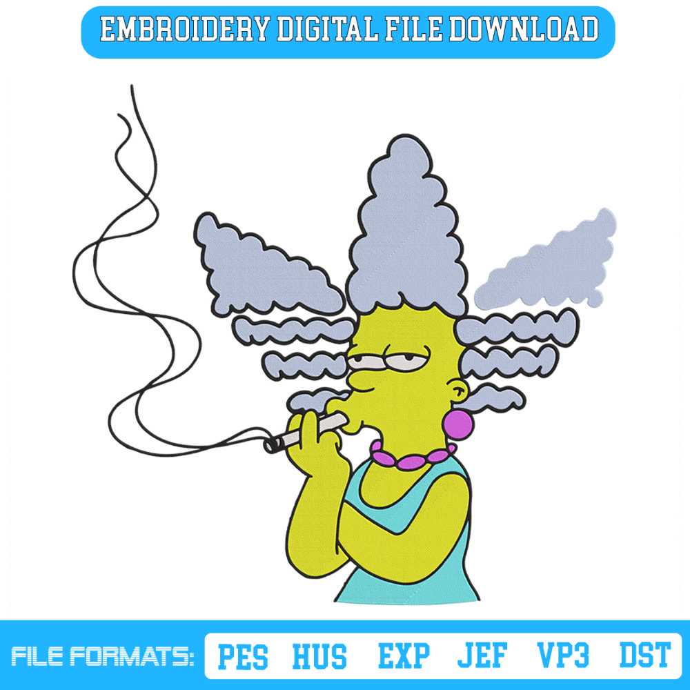 Marge Simpson Smoke Adidas Hair Embroidery Designs File - Inspire Uplift
