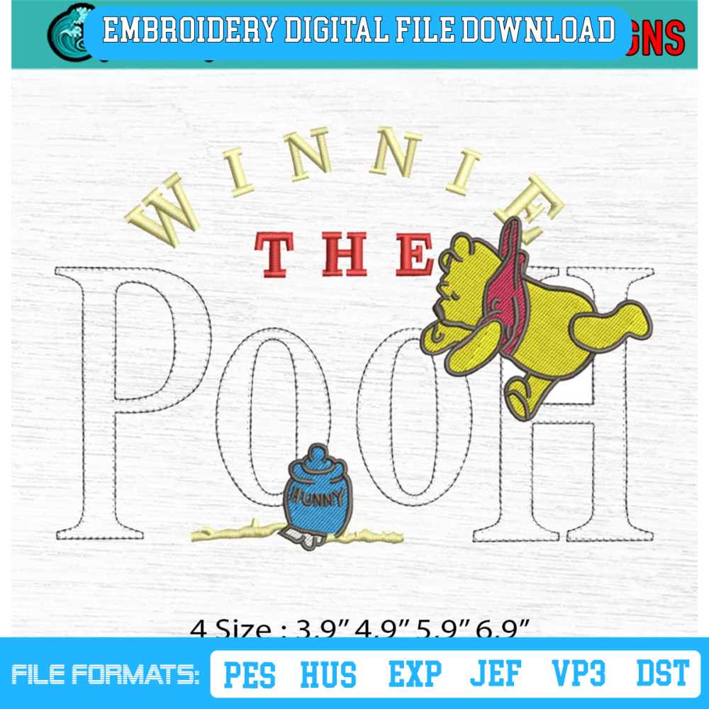 Winnie The Pooh Hunny Pot Disney Embroidery Digitizing Desig | Inspire Uplift
