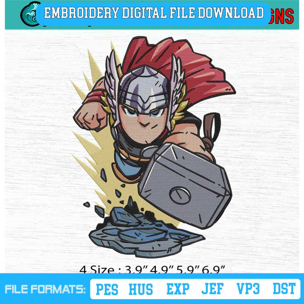 Thor Chibi Marvel Avengers Movies Machine Embroidery Digitiz | Inspire ...