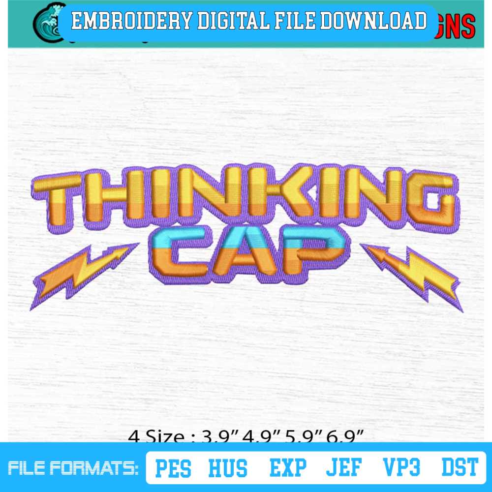 Thinking Cap Machine Embroidery Digitizing Design File | Inspire Uplift