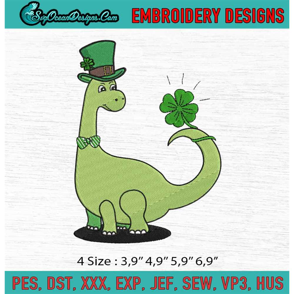 Kids Dinosaur Shamrock St Patricks Day Machine Embroidery Di | Inspire ...