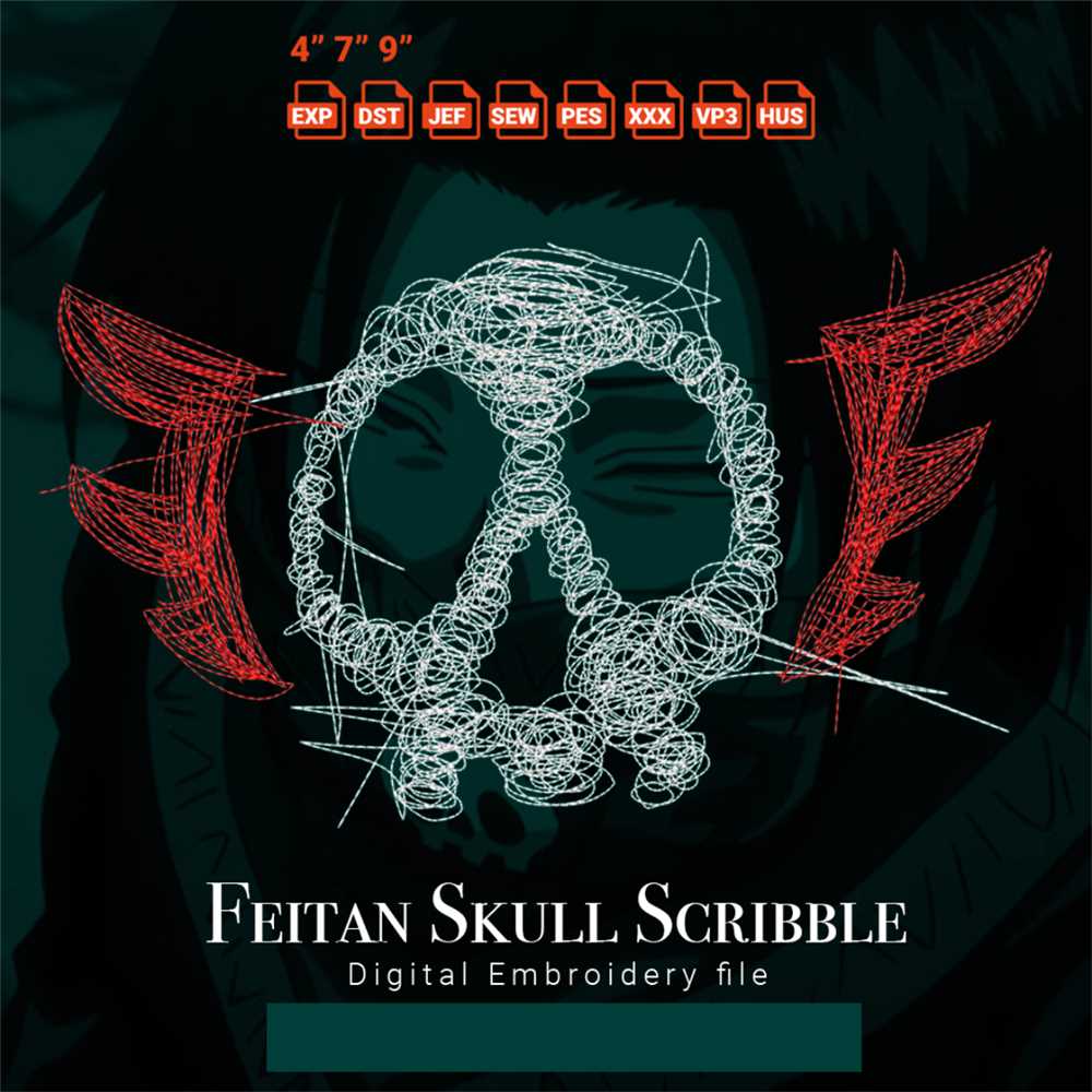 Digital Embroidery Feitan Scribble Hunter X Hunter Character | Inspire Uplift