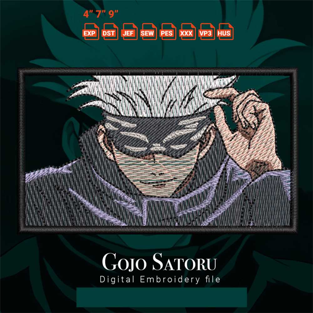 Digital Embroidery Gojo Satoru Jujutsu Kaisen Character | Inspire Uplift