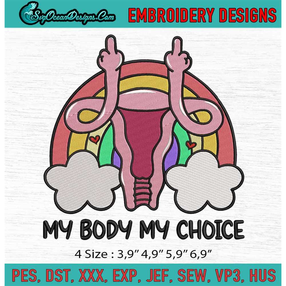 My Body My Choice Embroidery Middle Finger Uterus Embroidery | Inspire ...
