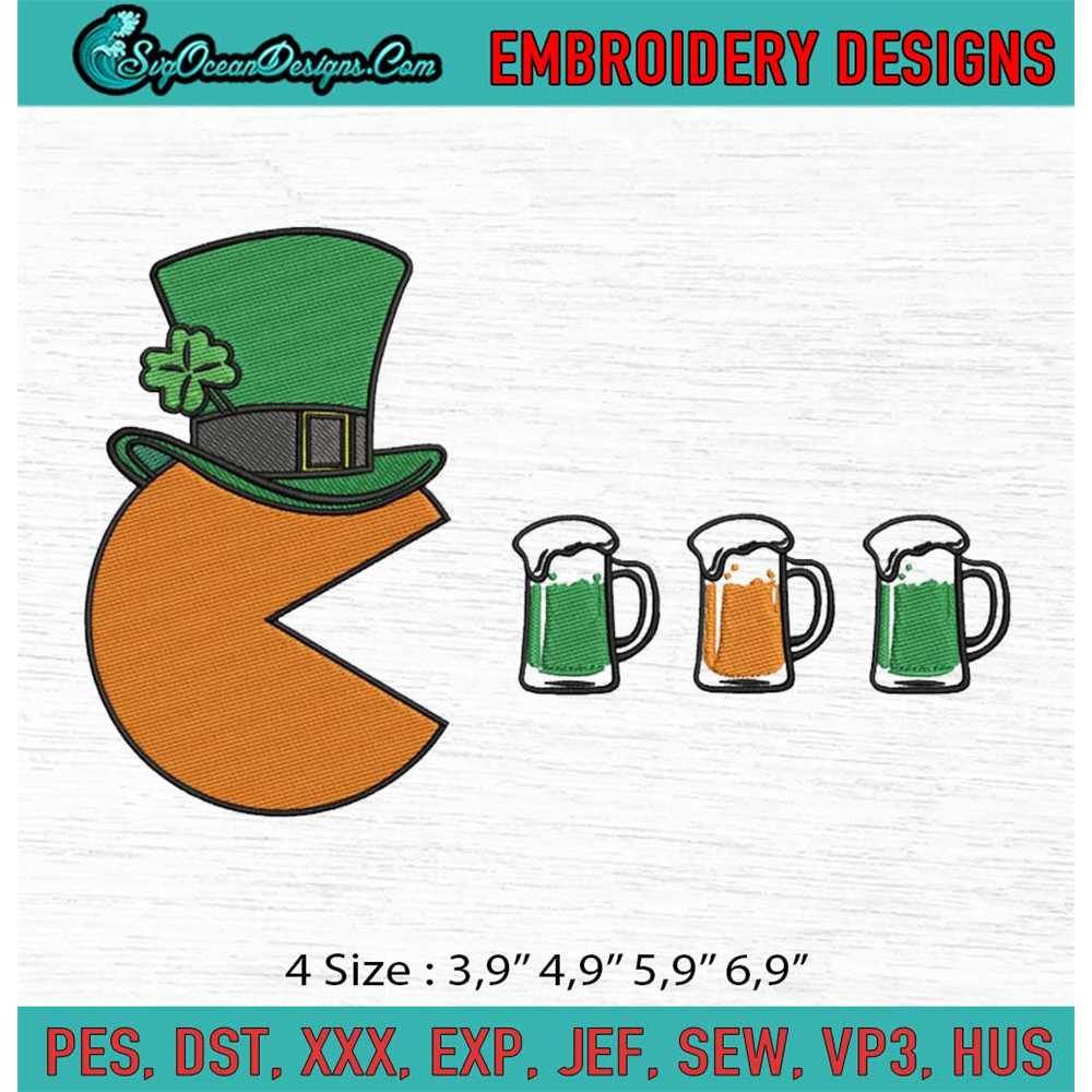 Pac Man Beer Patrick Day Funny Machine Embroidery Digitizing | Inspire ...