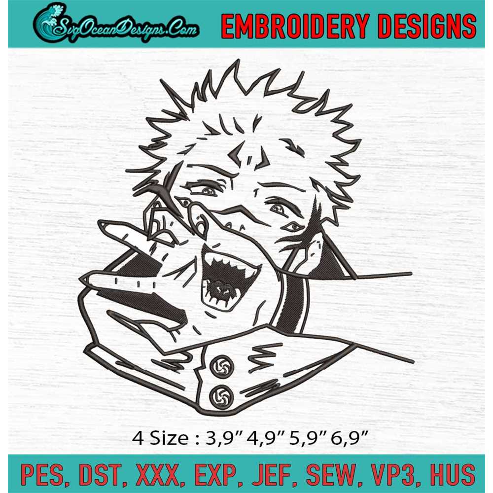 Anime Sketch Sukuna From Jujutsu Kaisen Machine Embroidery D | Inspire ...
