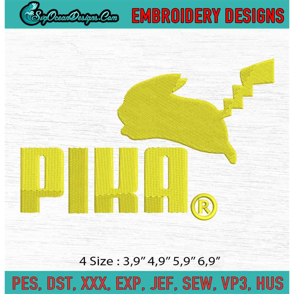 Pika Pikachu Puma Pokemon Machine Embroidery Digitizing Desi | Inspire ...