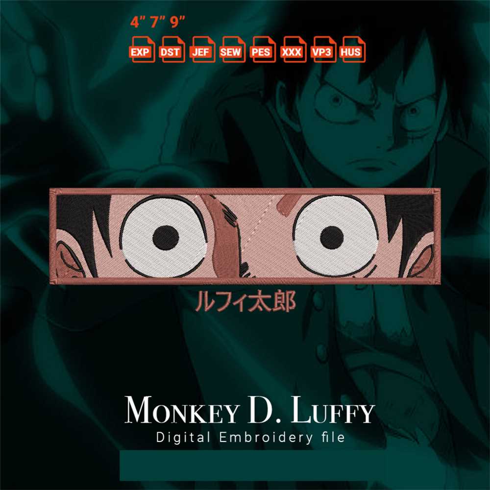 Digital Embroidery Luffy Japan Name One Piece Character | Inspire Uplift