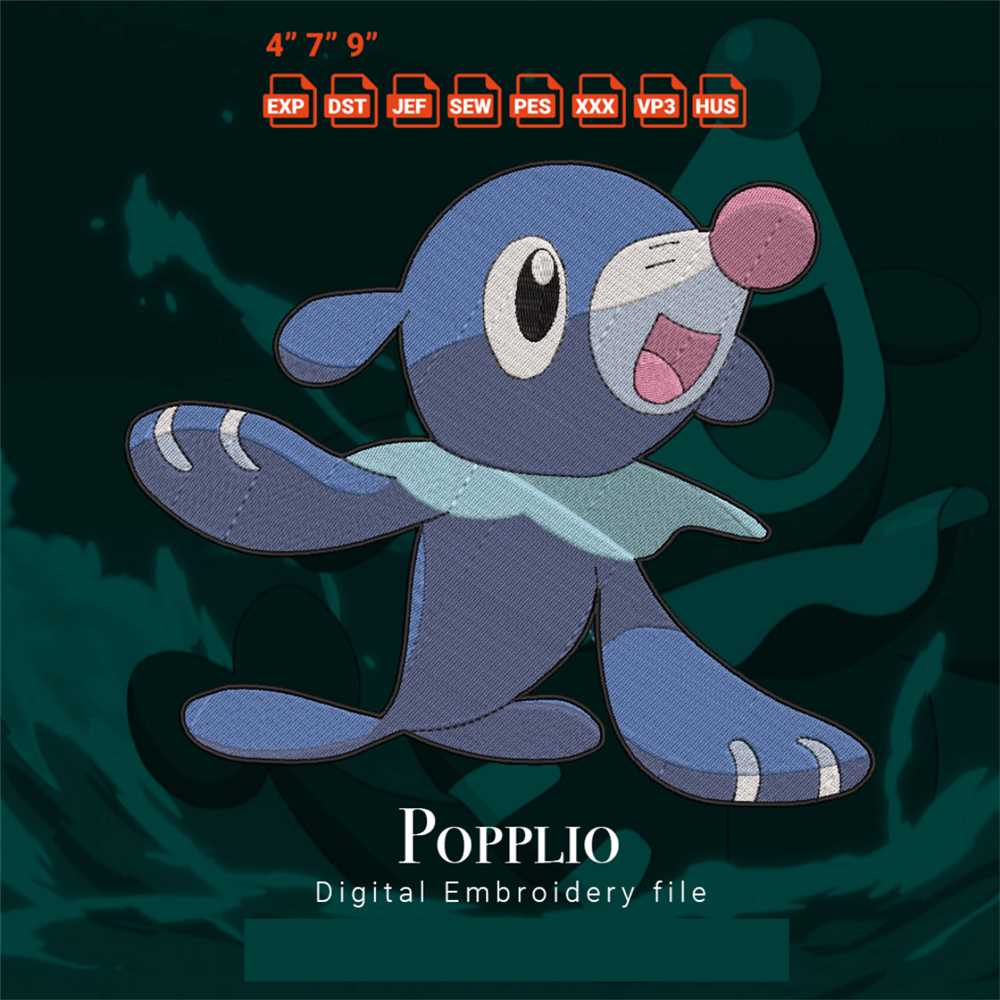 Digital Embroidery Popplio Pokemon Character | Inspire Uplift