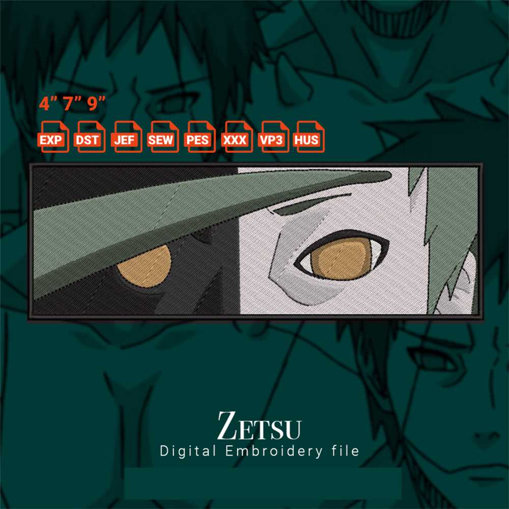 Digital Embroidery Zetsu Naruto Character | Inspire Uplift