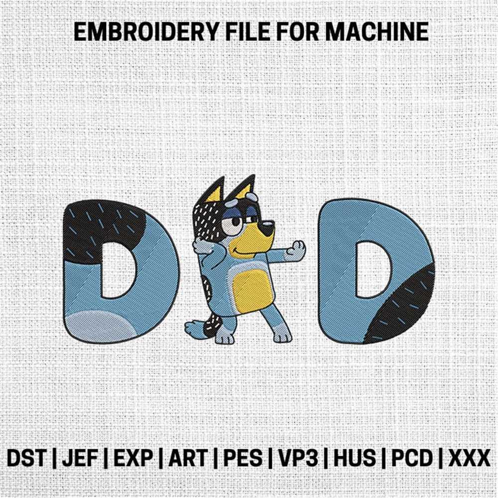 Dad blue dog embroidery designs, Cute dad embroidery pattern | Inspire ...