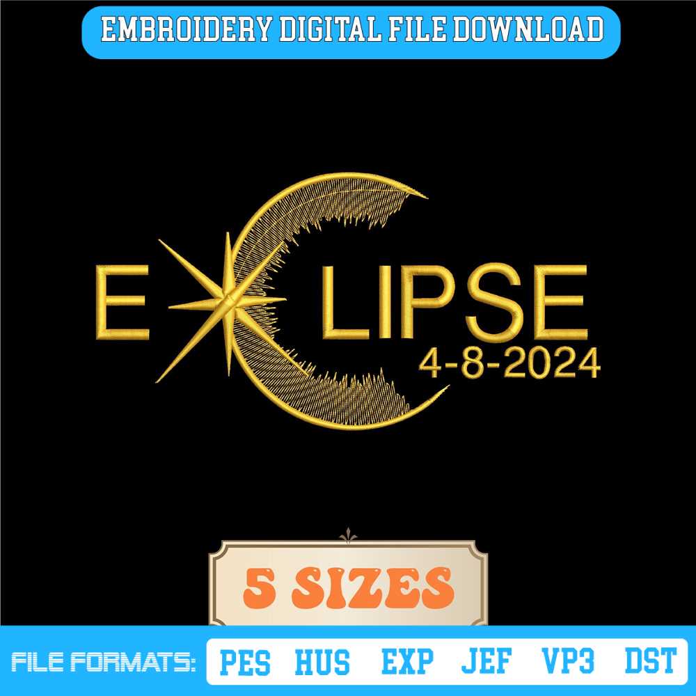 Total Solar Eclipse Embroidery Design 5 Sizes, Solar Eclipse | Inspire ...