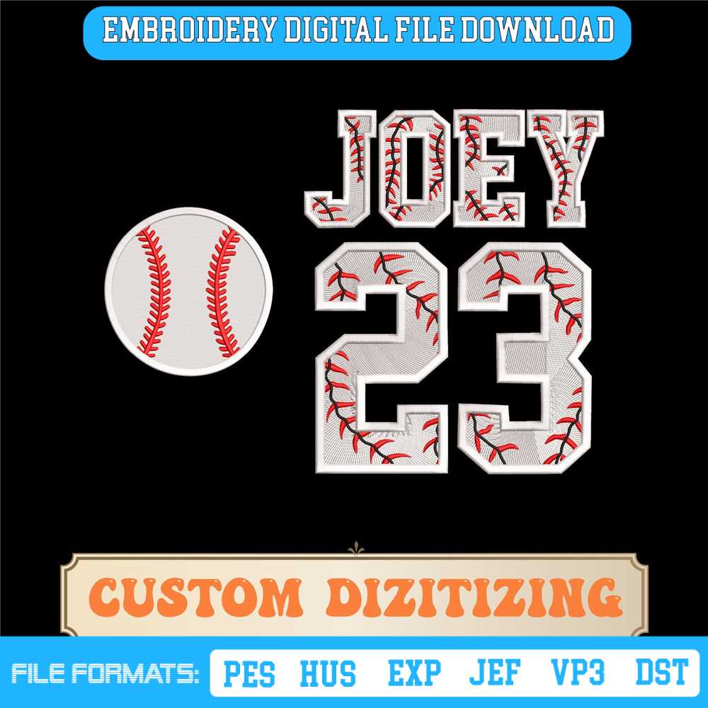 Baseball With Custom Number And Name Embroidery Design, Spor | Inspire ...