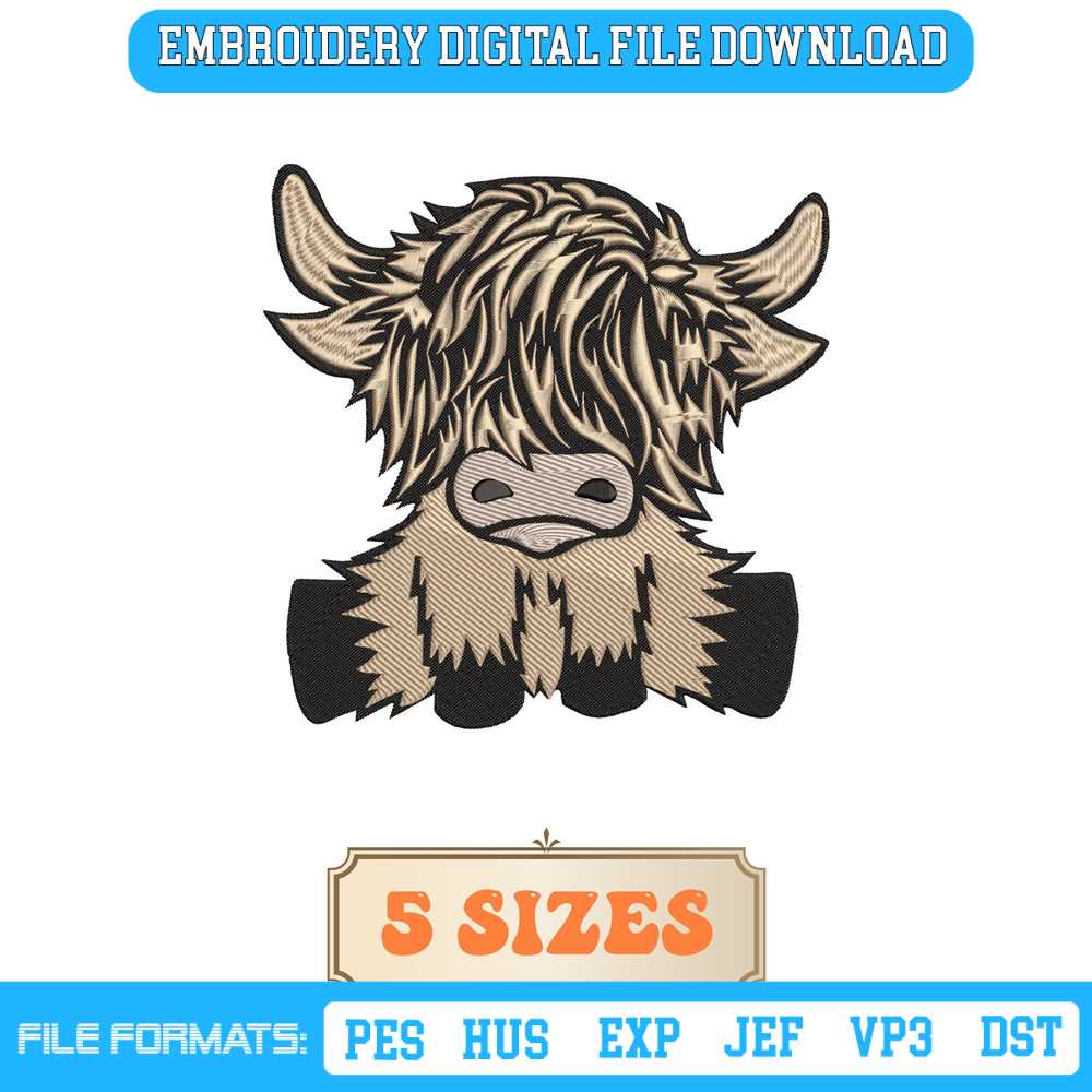 Highland Cow Embroidery Design 5 Sizes, Heifer Embroidery Ma | Inspire ...
