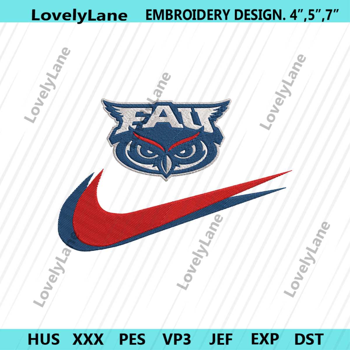 Florida Atlantic Owls Double Swoosh Nike Logo Embroidery Des | Inspire ...