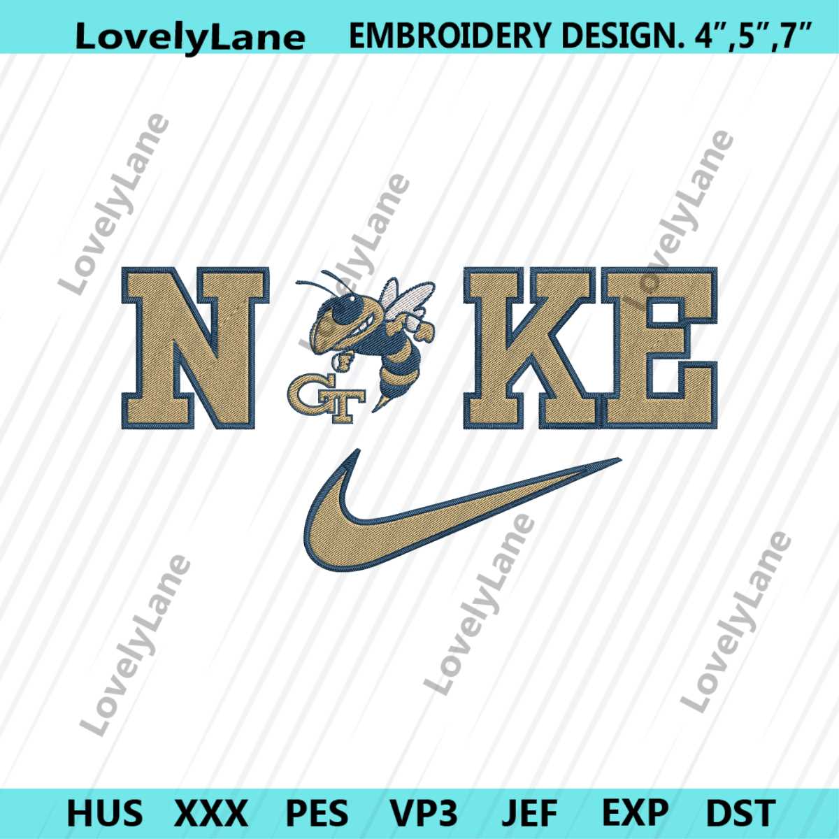 Georgia Tech Yellow Jackets Nike Logo Embroidery Design Down | Inspire ...