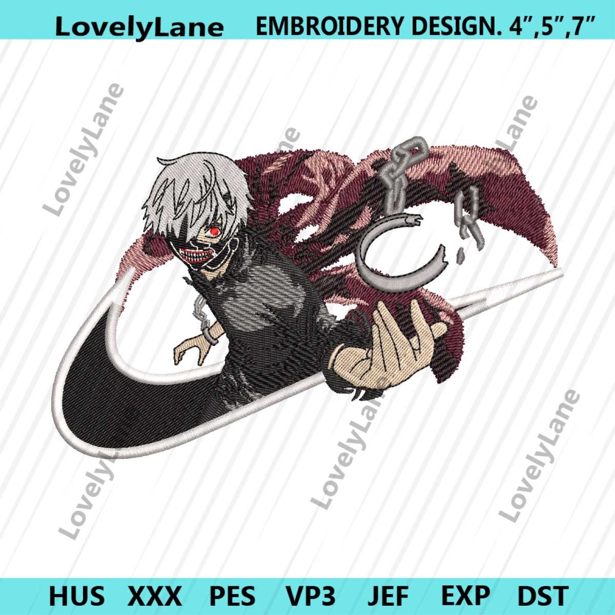 KANEKI KEN Nike Embroidery Design Tokyo Ghoul Anime Embroide | Inspire ...