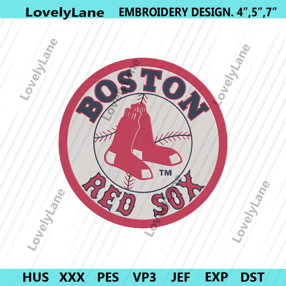 Boston Red Sox Circle Logo Machine Embroidery Digitizing | Inspire Uplift