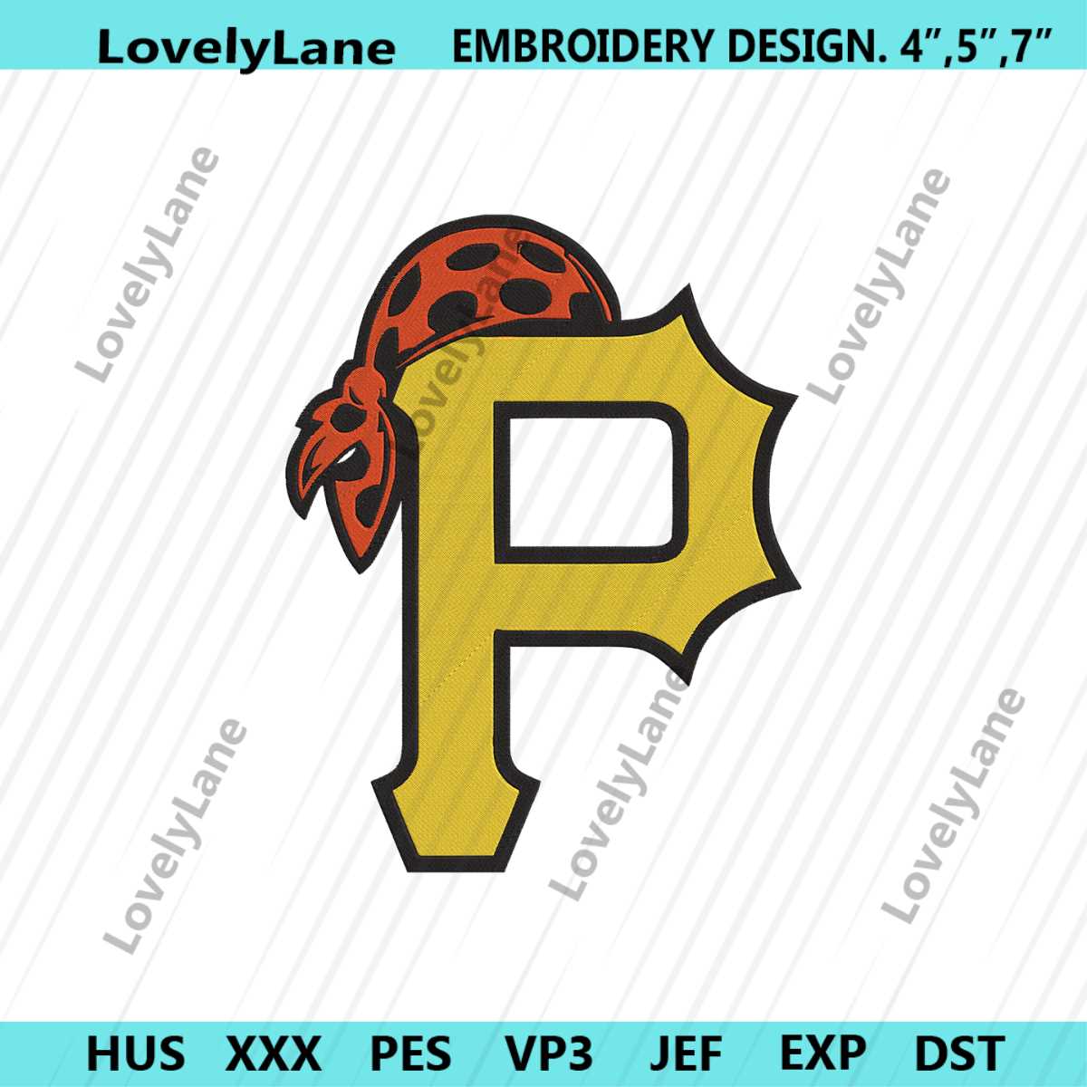 Pirates P Symbol Logo Machine Embroidery | Inspire Uplift