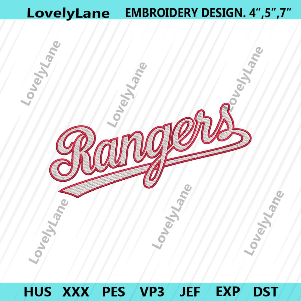 Ranger MLB Wordmark Logo Machine Embroidery | Inspire Uplift