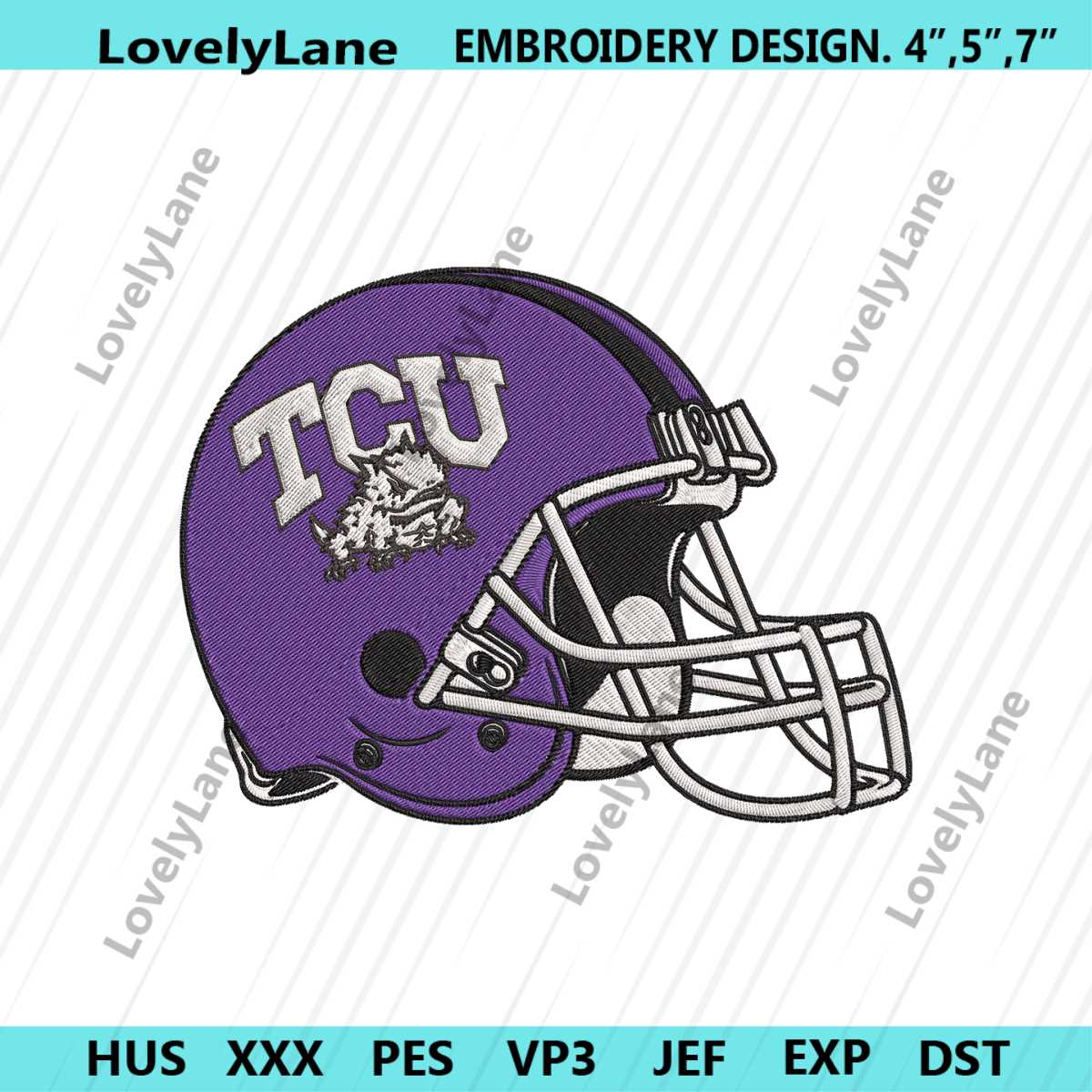 TCU Horned Frogs Helmet Machine Embroidery Digitizing. | Inspire Uplift