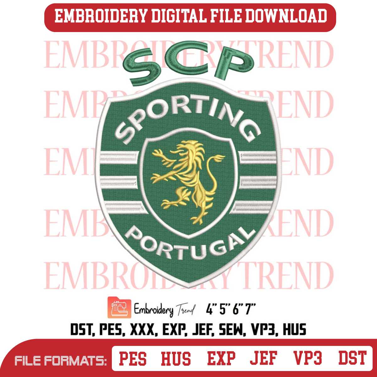 Sporting Lisbon Logo Embroidery, Football Embroidery | Inspire Uplift