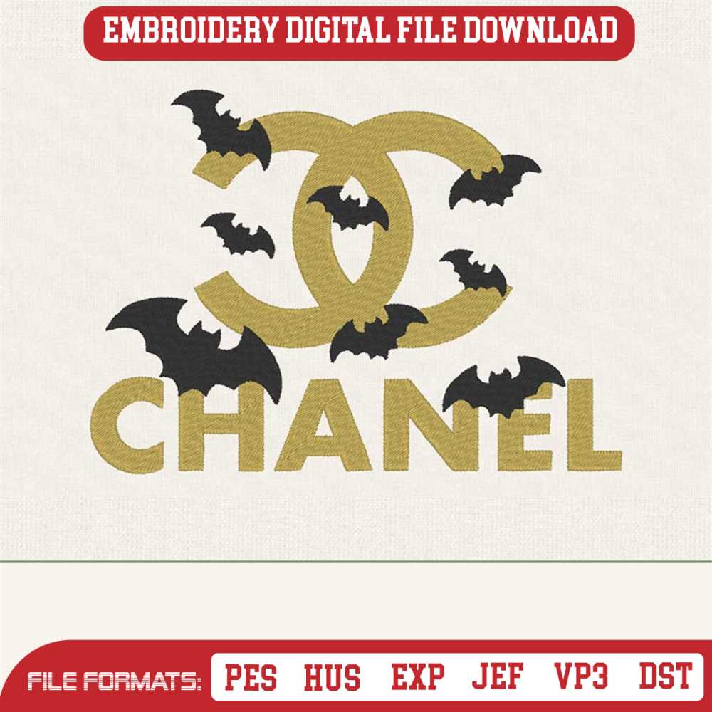 Chanel Halloween bats logo machine embroidery design new | Inspire Uplift
