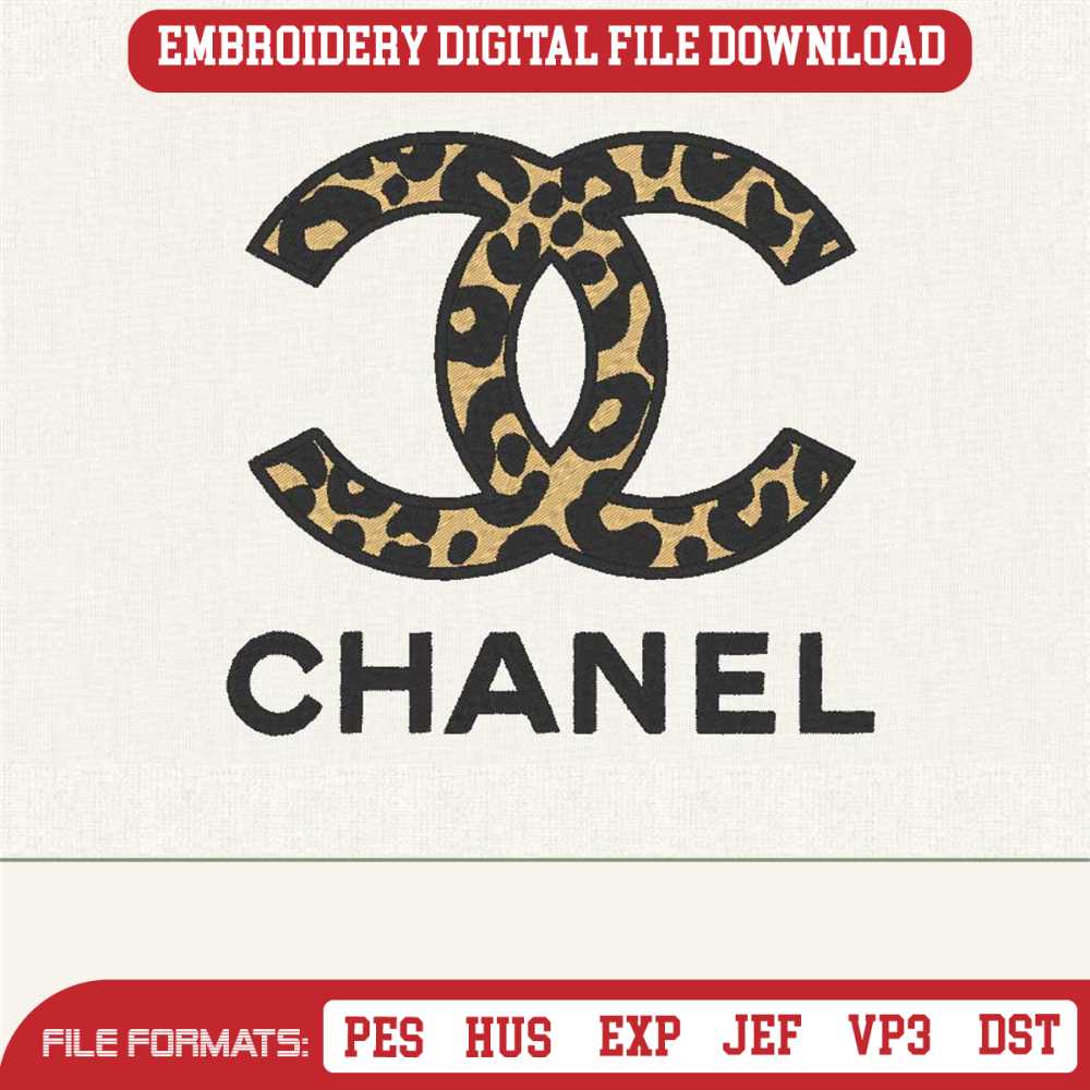 Chanel logo leopard pattern machine embroidery design new | Inspire Uplift