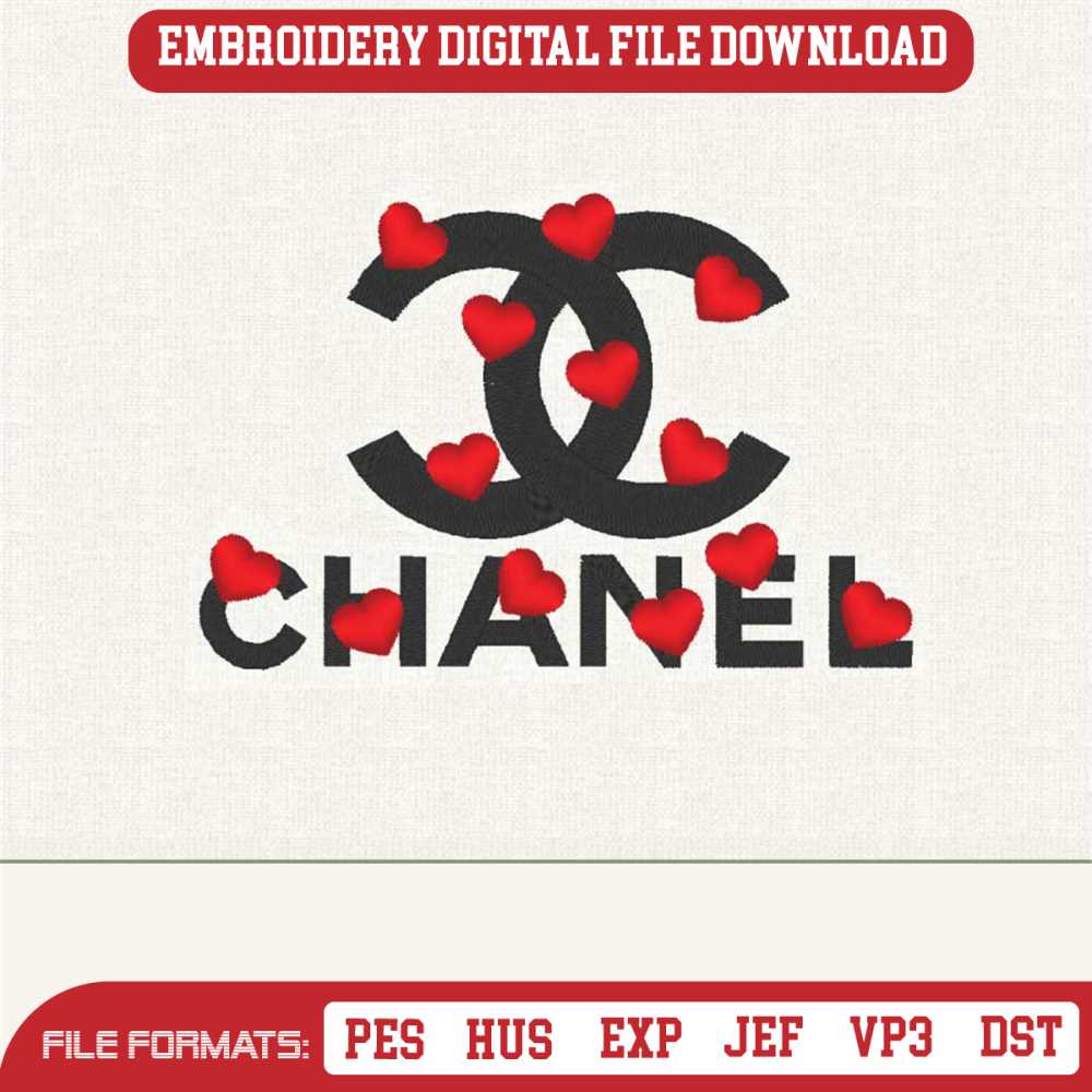 Chanel logo Valentines hearts machine embroidery design new | Inspire ...