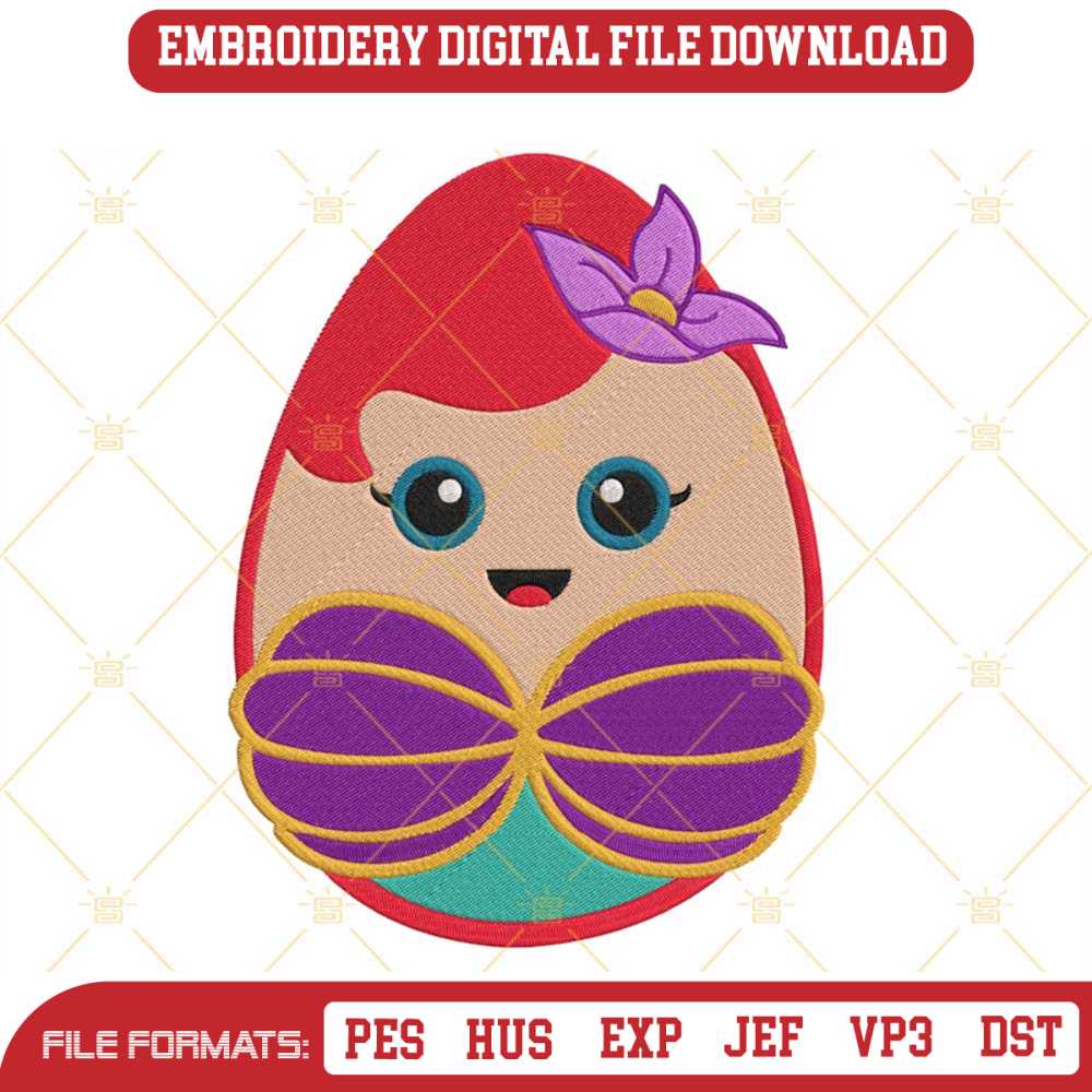 Ariel Easter Egg Embroidery Design, Disney Princess Easter E - Inspire ...