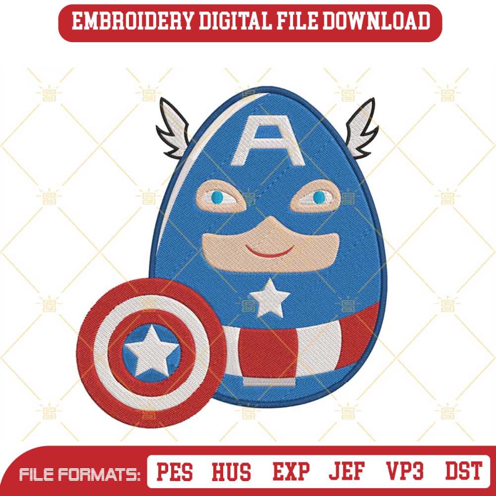 Captain America Easter Egg Embroidery Design, Super Hero Eas - Inspire ...