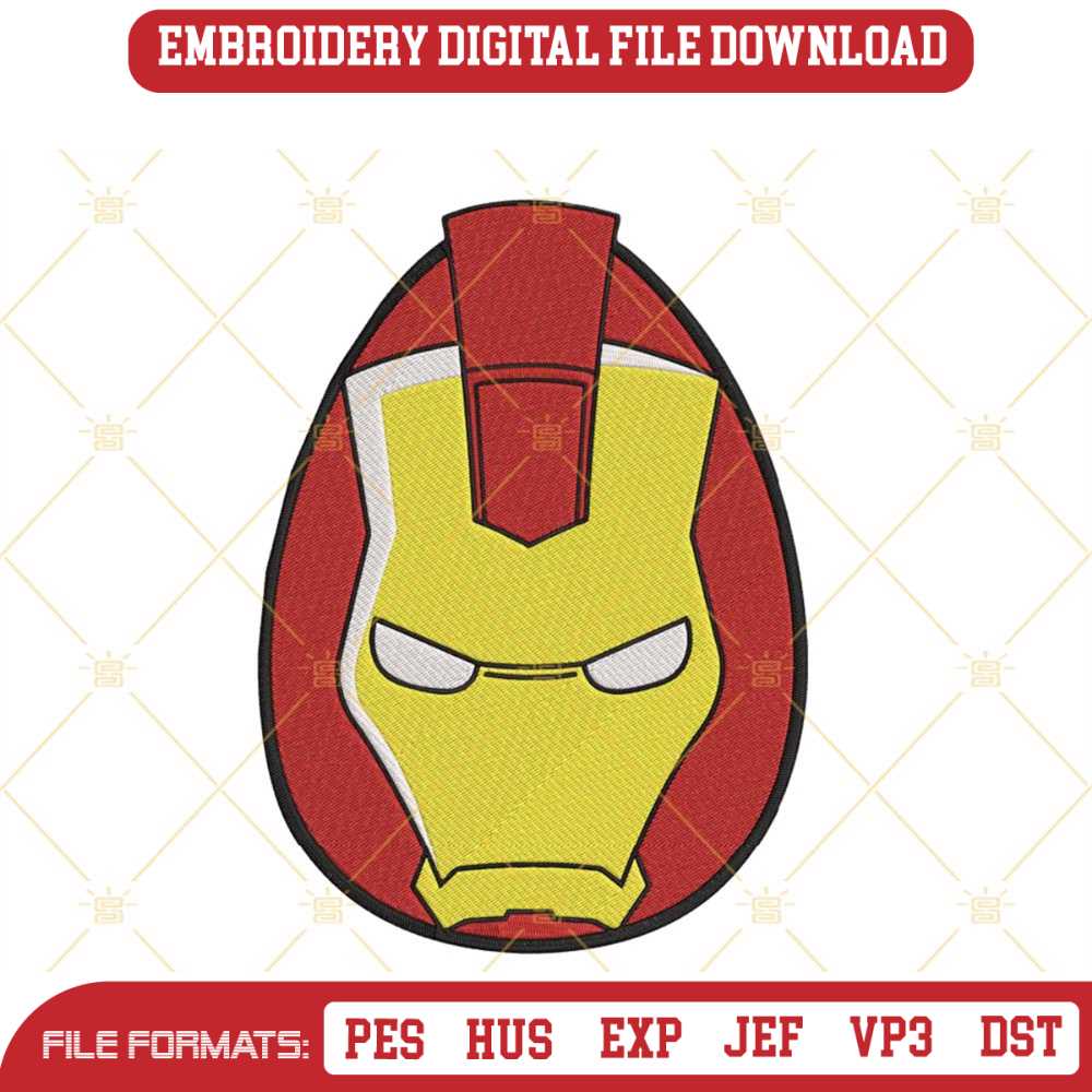 Iron Man Easter Egg Embroidery File, Superhero Easter Embroi | Inspire ...