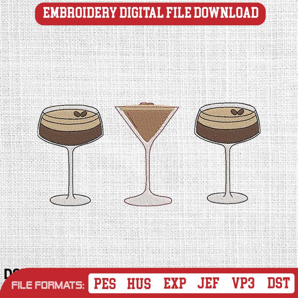 espresso martini embroidery designs, soft drink embroidery p | Inspire ...