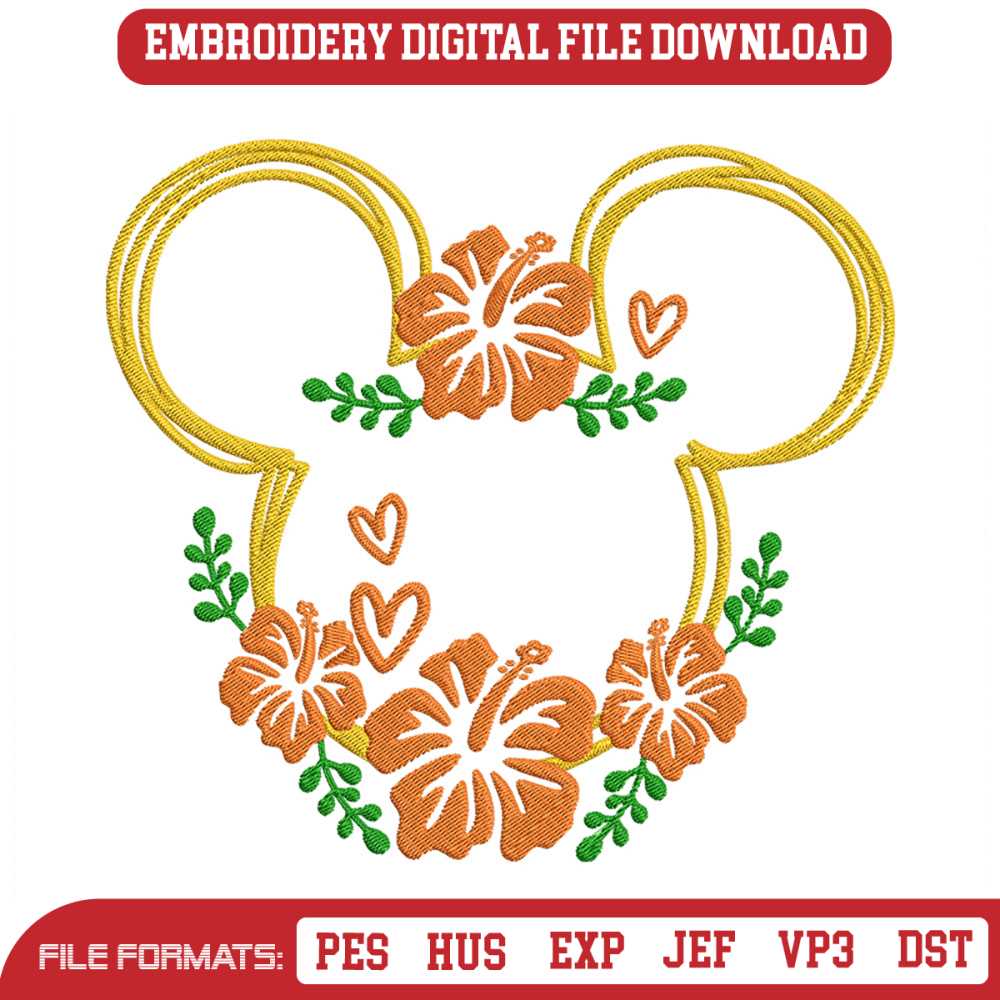 Mickey Color Flower Embroidery Designs File, Disney Mickey | Inspire Uplift
