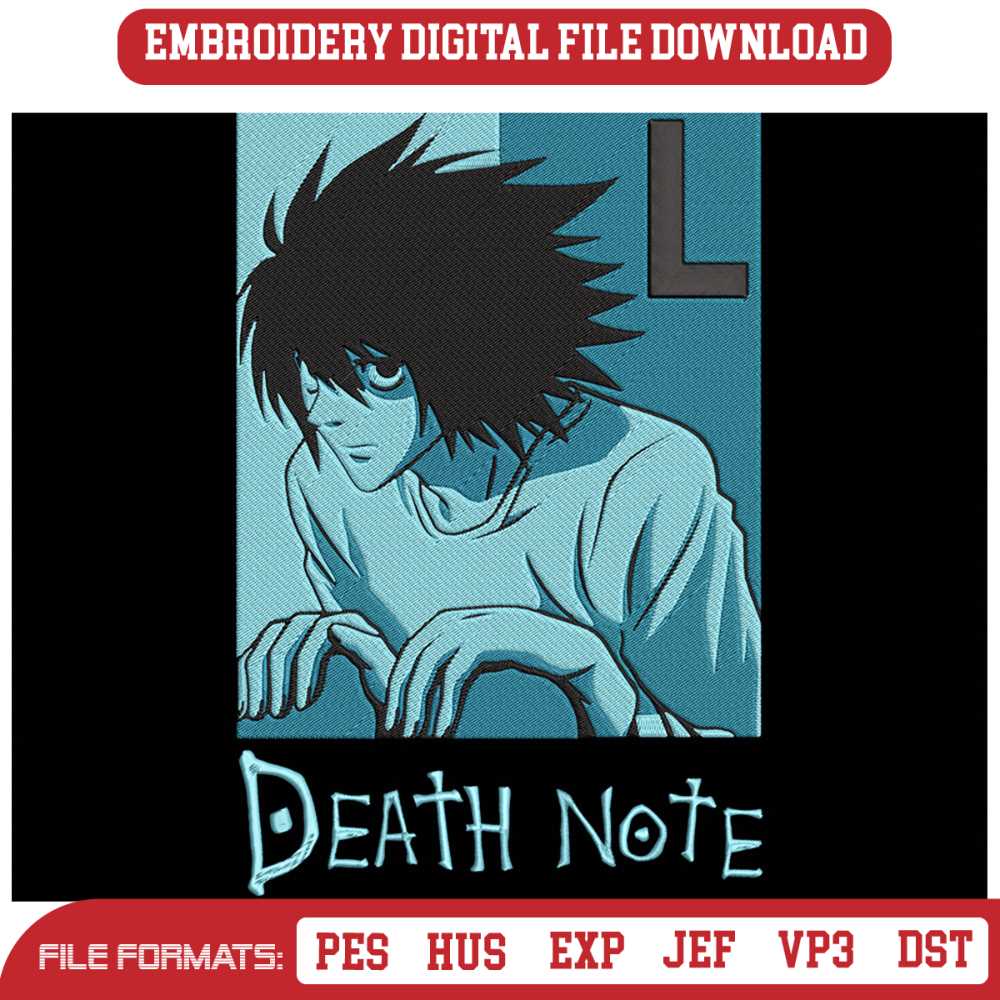 L Lawliet Death Note Embroidery Designs File, Death Note - Inspire Uplift