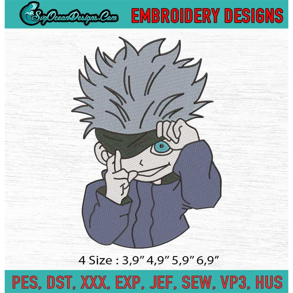 Gojo Satoru Jujutsu Kaisen Anime Machine Embroidery Digitizi - Inspire ...